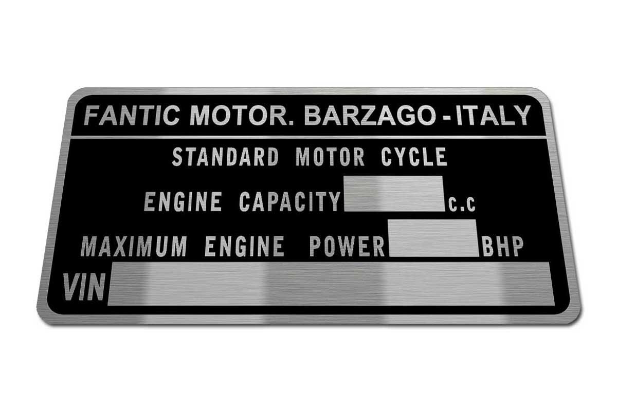 Fantic Motor Generic Compatible VIN Plate Data Tag